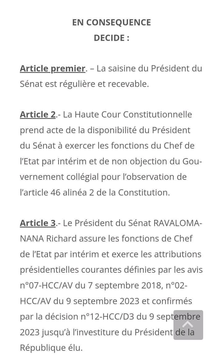 Richard Ravalomanana devient président de la République par intérim ...