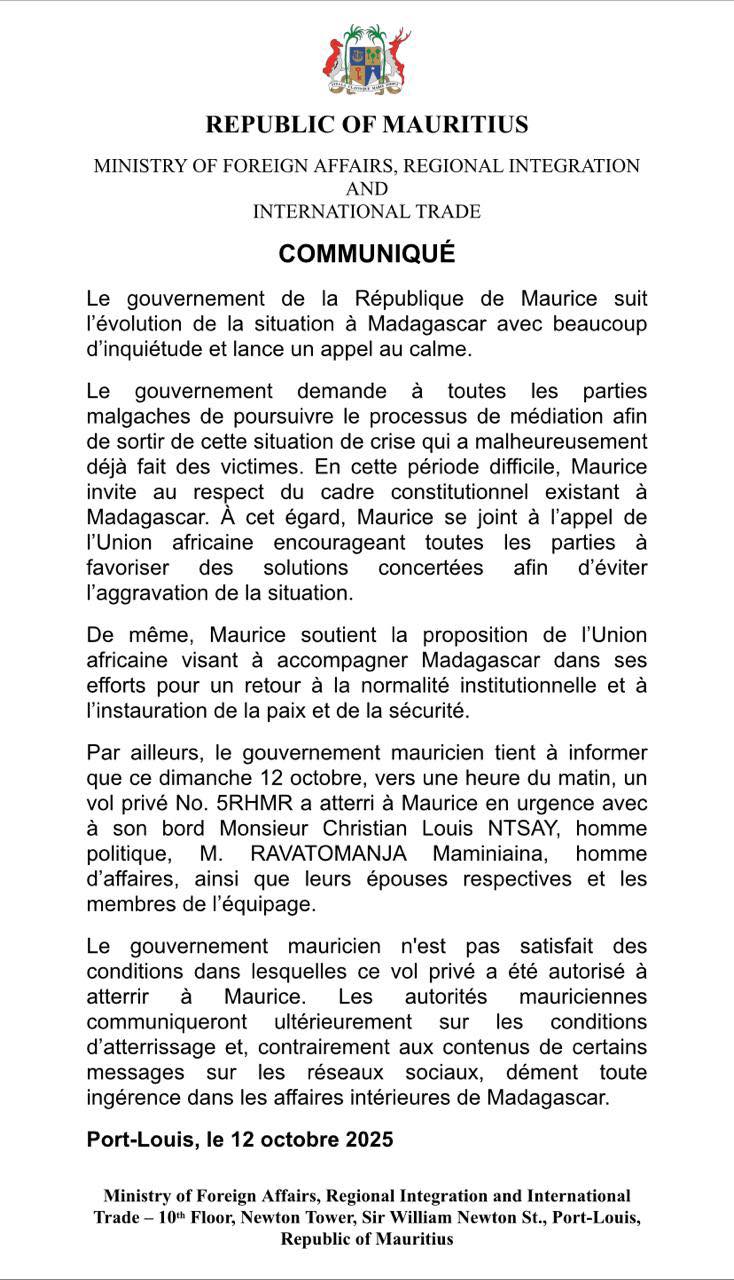 Christian Ntsay et Mamy Ravatomanga se sont enfuis à l’île Maurice ...